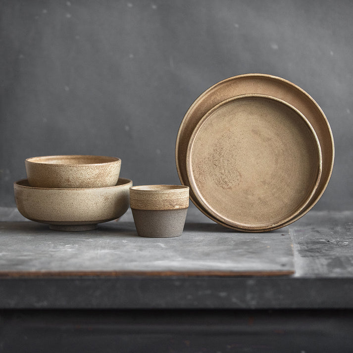 handmade dinnerware set for 1, 2, 4, 6, 8, 10 or 12 persons in warm be ...